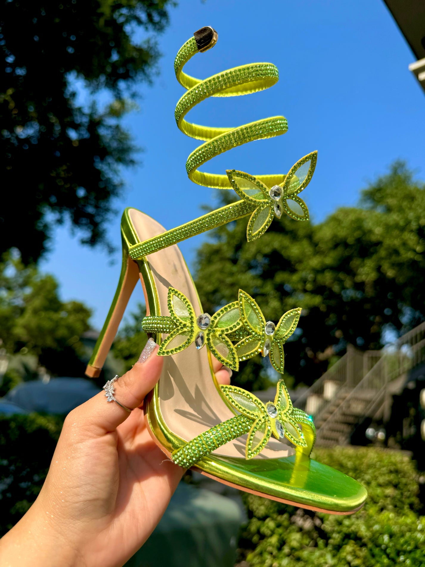 Serena Butterfly Heel - Green – Berenis